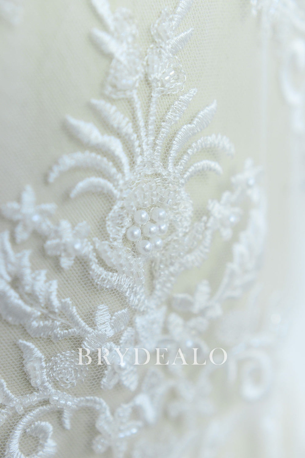 Fashion Shimmery Symmetrical Beaded Flower Lace Fabric Online