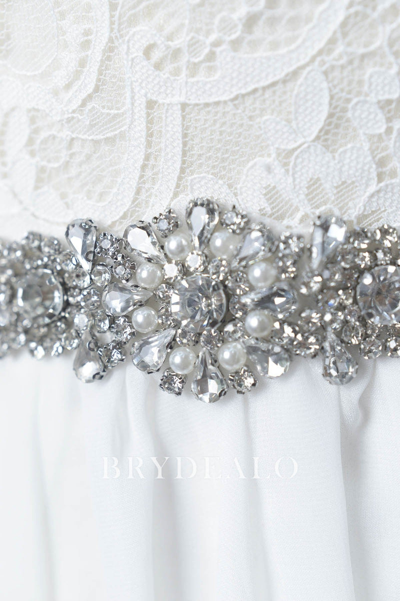 Sparkly Graduated Pearl Rhinestones Bridal Sash Online