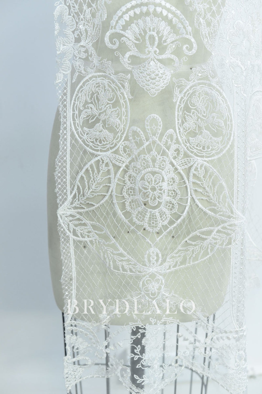 Designer Beaded Baroque Bridal Lace Fabric By the Yard