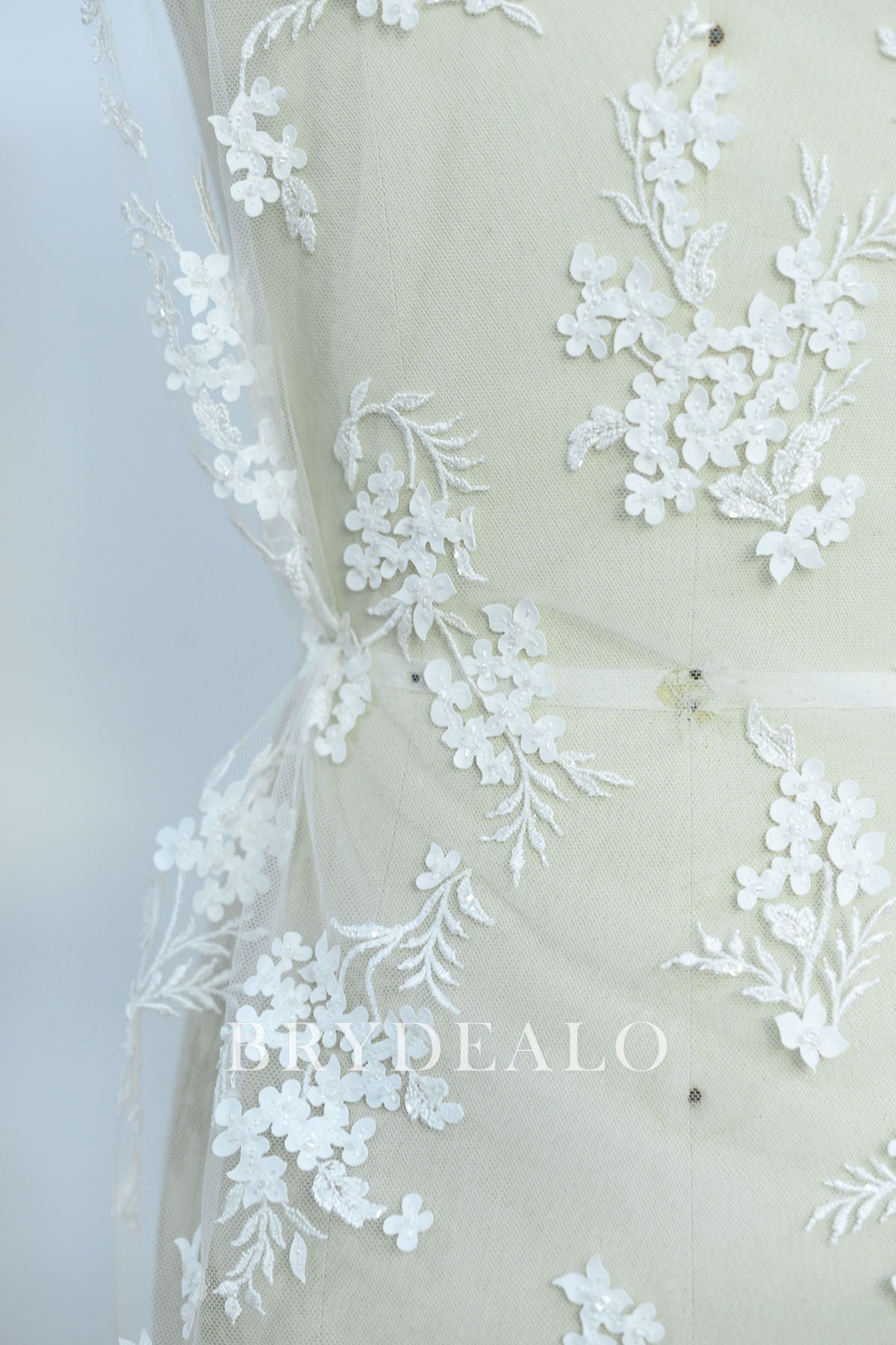 Designer Embroidered Leaf Lace Laser Cut 3D Flowers Fabric