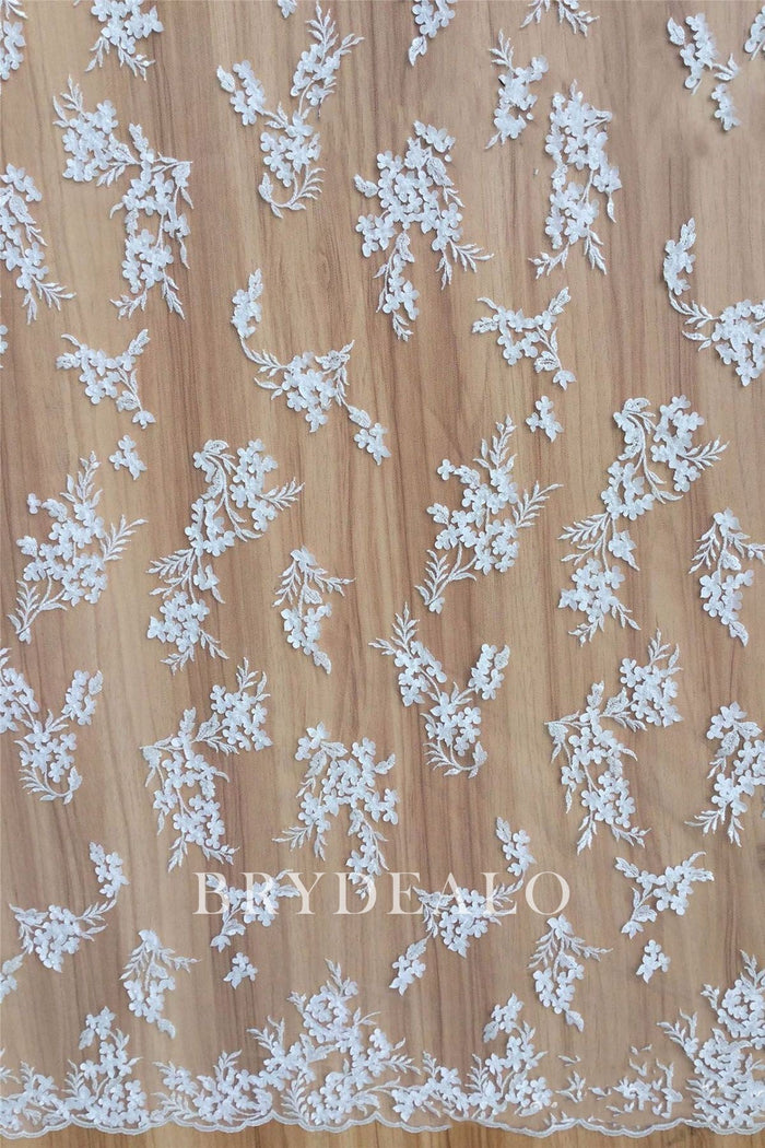 Designer Embroidered Leaf Lace Laser Cut 3D Flowers Fabric