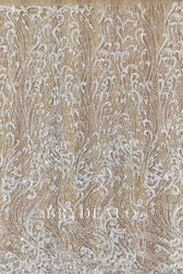 Designer Luxurious Beaded Wave Pattern Lace Fabric