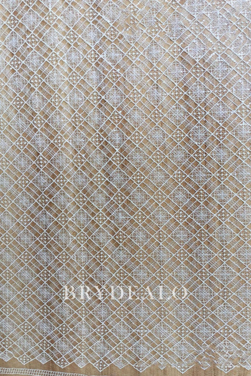 Unique Rhombus Crochet Lace with Clear Sequins By the Yard