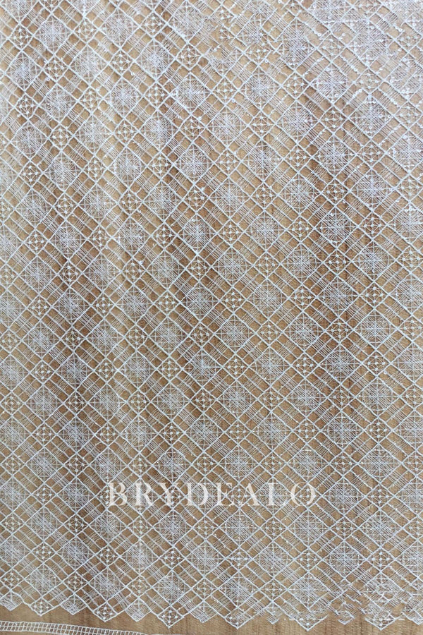 Unique Rhombus Crochet Lace with Clear Sequins By the Yard