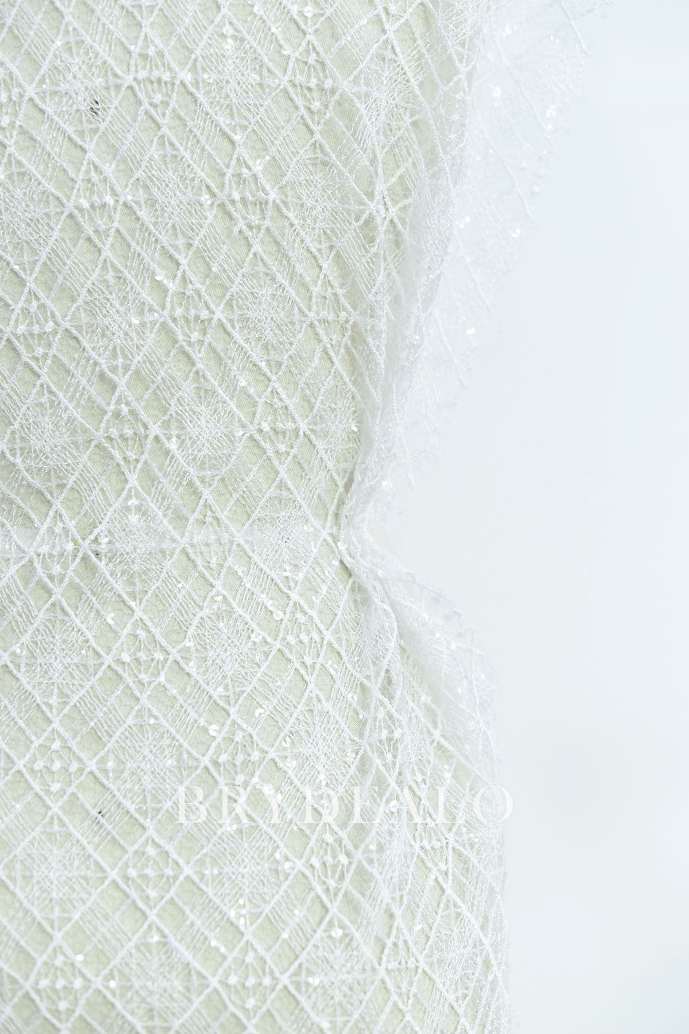 Unique Rhombus Crochet Lace with Clear Sequins By the Yard