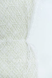 Unique Rhombus Crochet Lace with Clear Sequins By the Yard