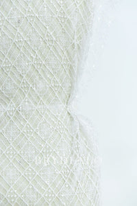 Unique Rhombus Crochet Lace with Clear Sequins By the Yard