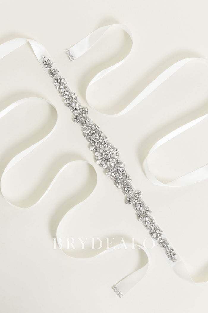 Sparkly Graduated Pearl Rhinestones Bridal Sash Online