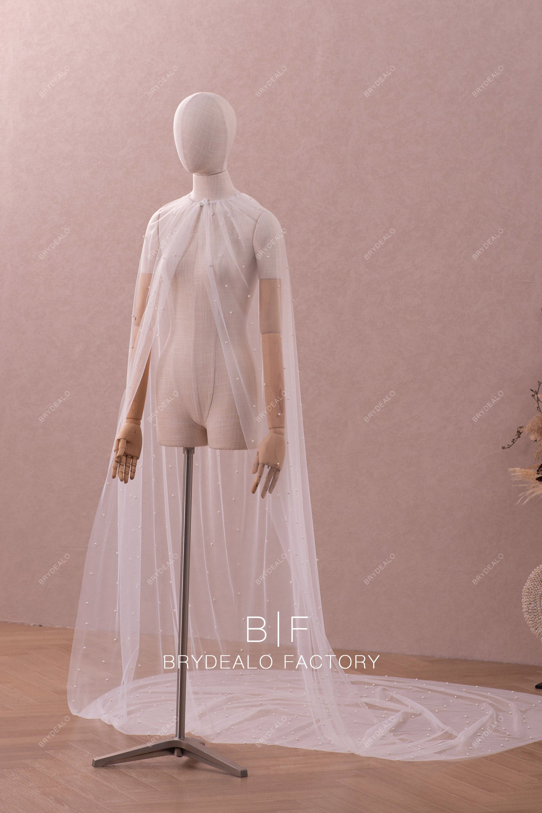 Modern Pearls Cathedral Cape Veil Fashion Bridal Veil