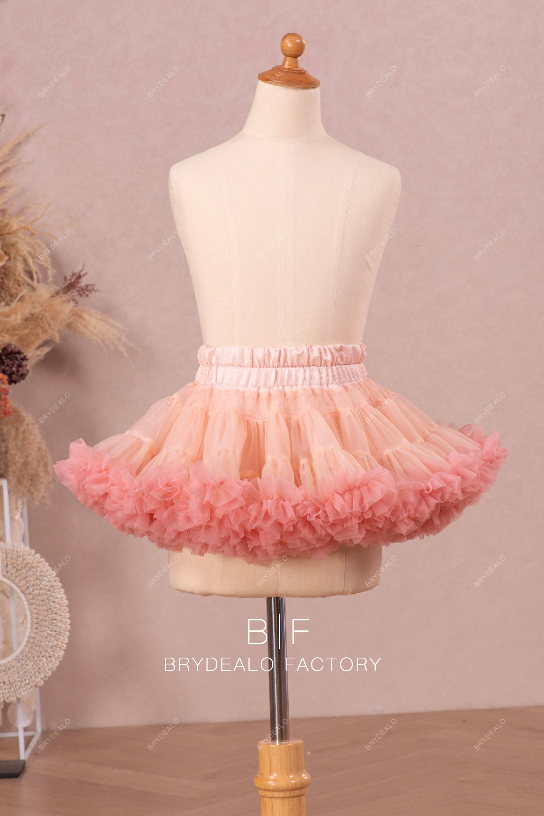 Cute Pink Fluffy Tulle Mini Length Kids Crinoline Petticoat For Sale