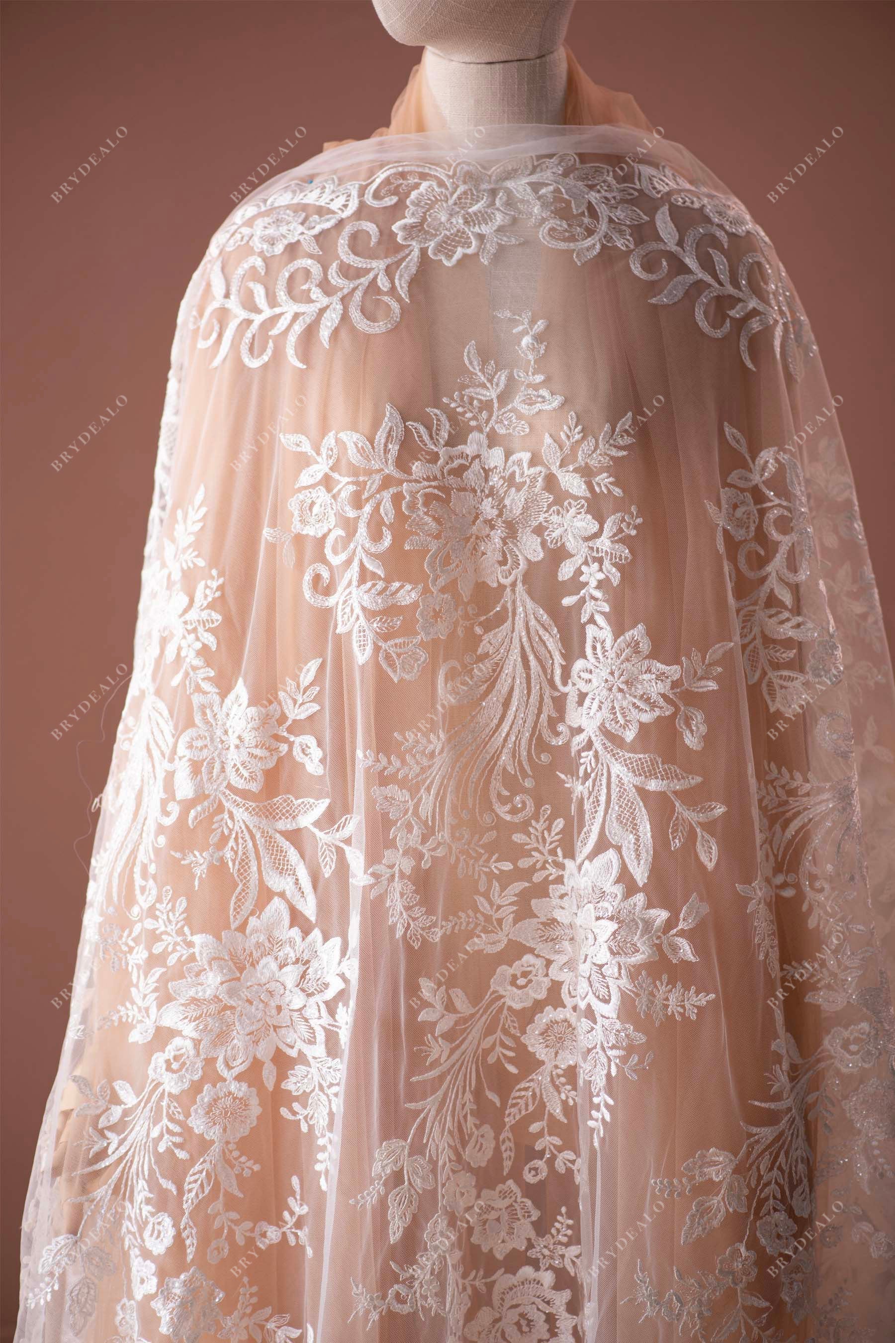 Embroidery Flower Bridal Lace Double Border for Sale