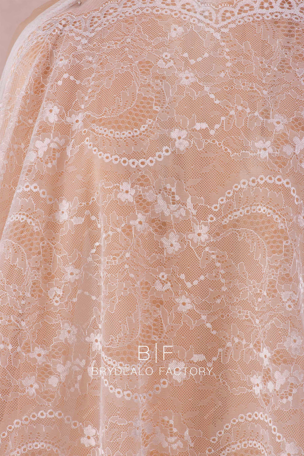 Designer Double Border Flower Chantilly Lace Fabric Online