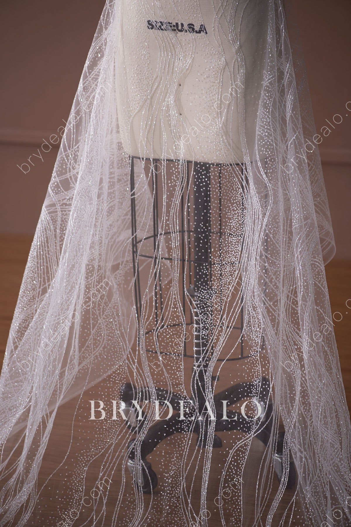 Designer Shiny Wavy Glitter Lace Fabric for Sparkly Dresses