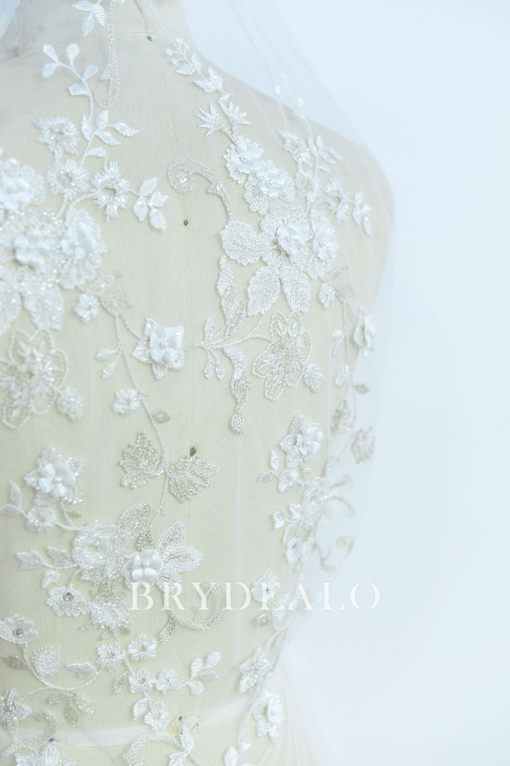 Gorgeous Beaded Flower Designer Lace Fabric Online