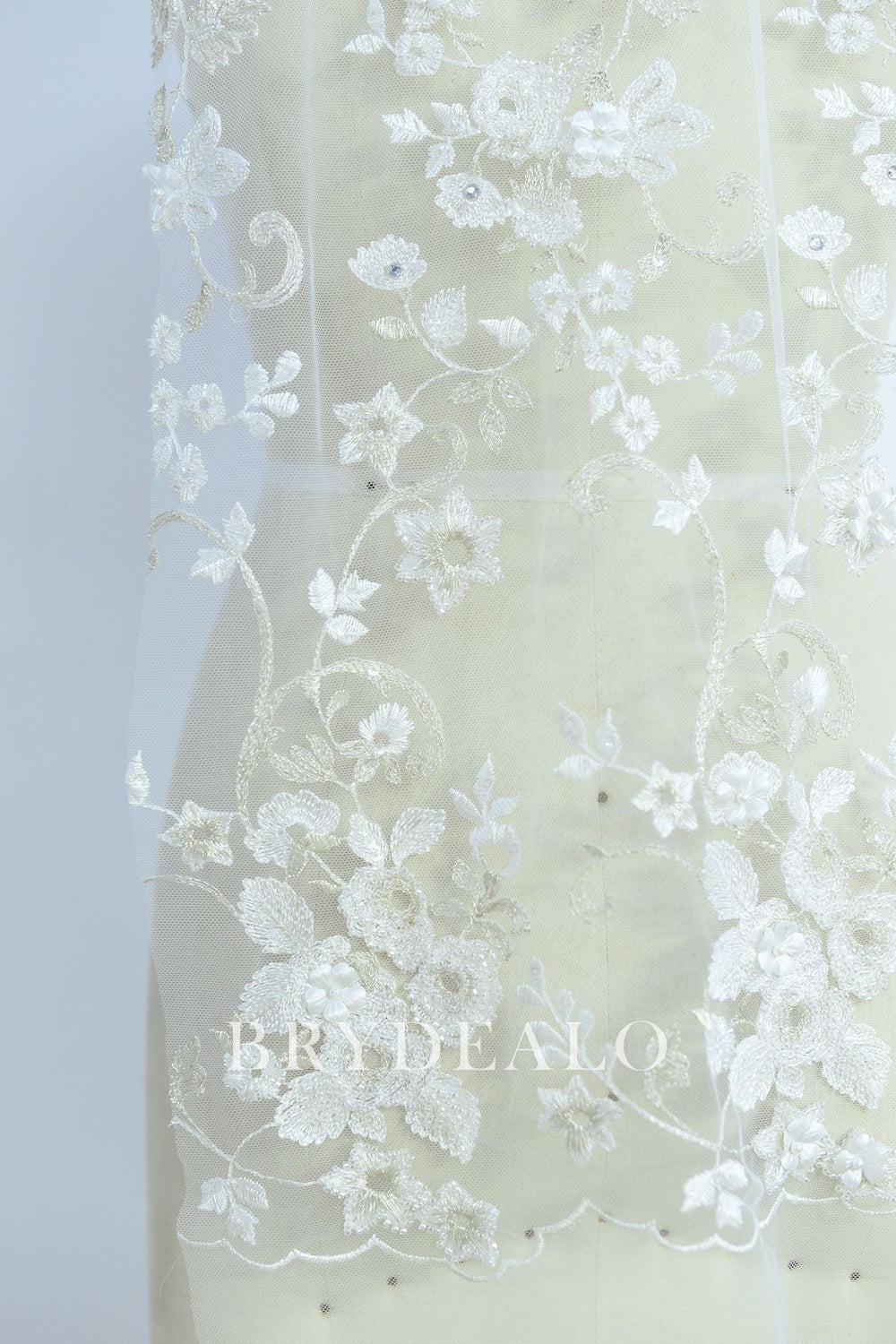 Gorgeous Beaded Flower Designer Lace Fabric Online