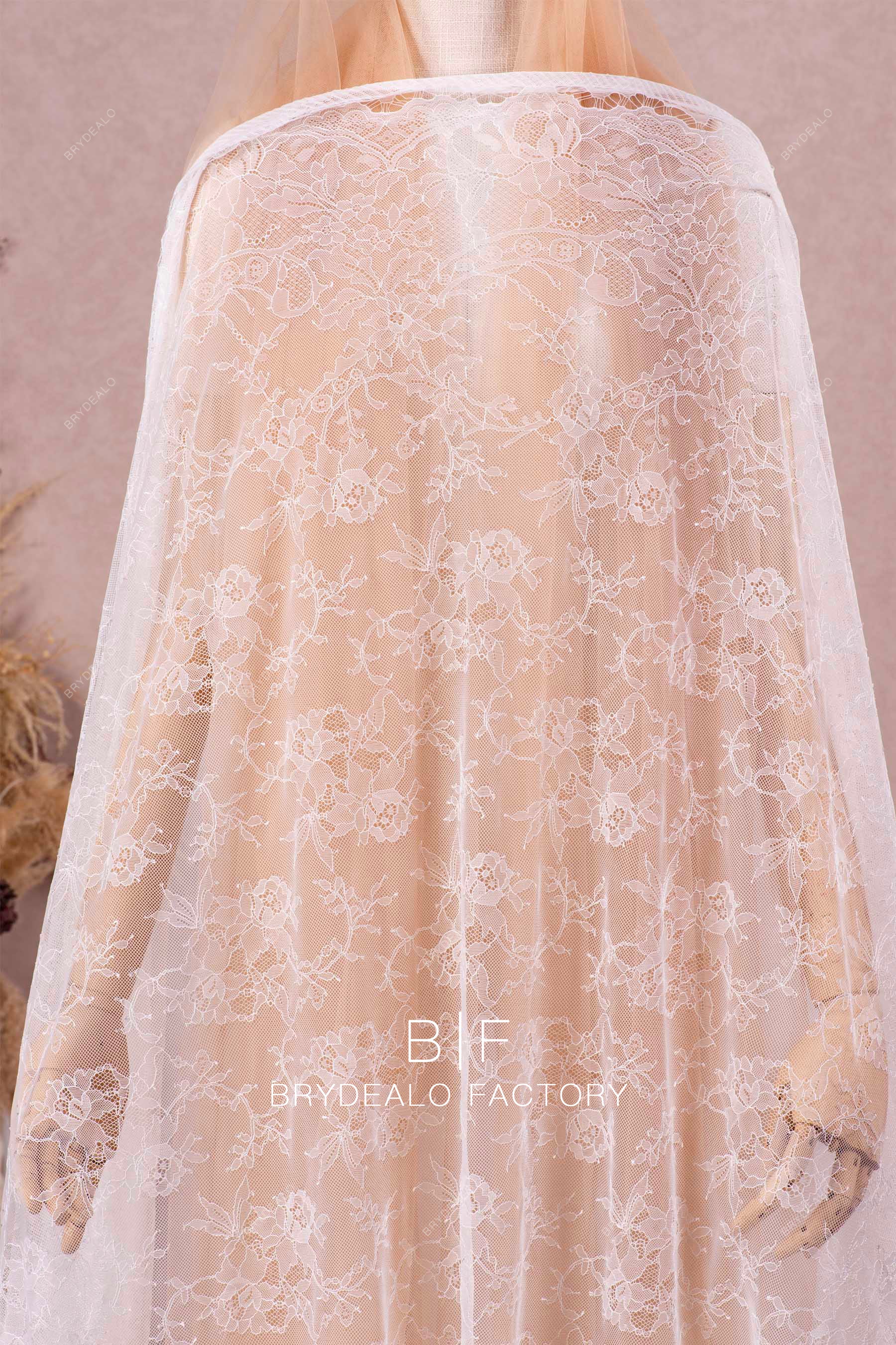 Soft Flower Chantilly Lace with Double Eyelash Border Online