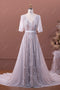 Flutter Sleeve Lace Chiffon Boho A-line Summer Nude Beige Wedding Dress