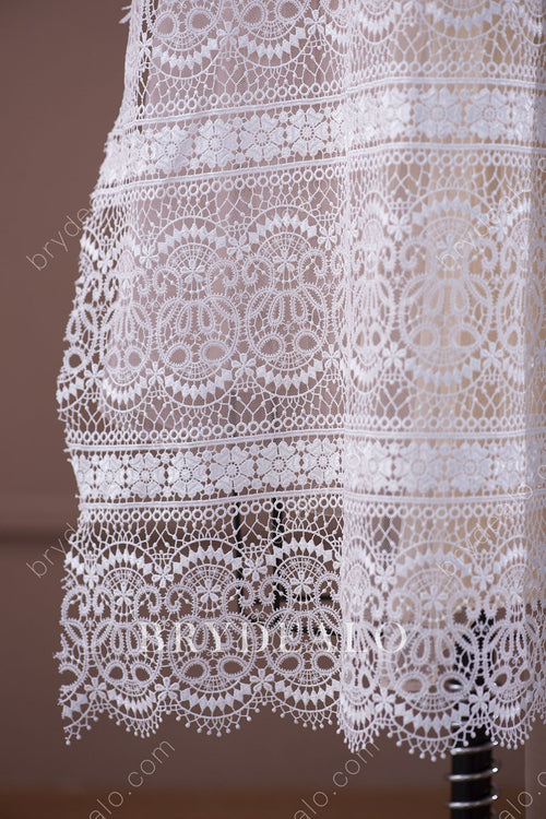 Geometric Full Patterns Scalloped Bridal Lace Fabric Online