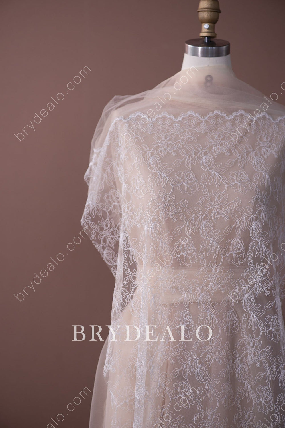 Glamorous Flower Leaf Bridal Lace Fabric for Designer Dresses