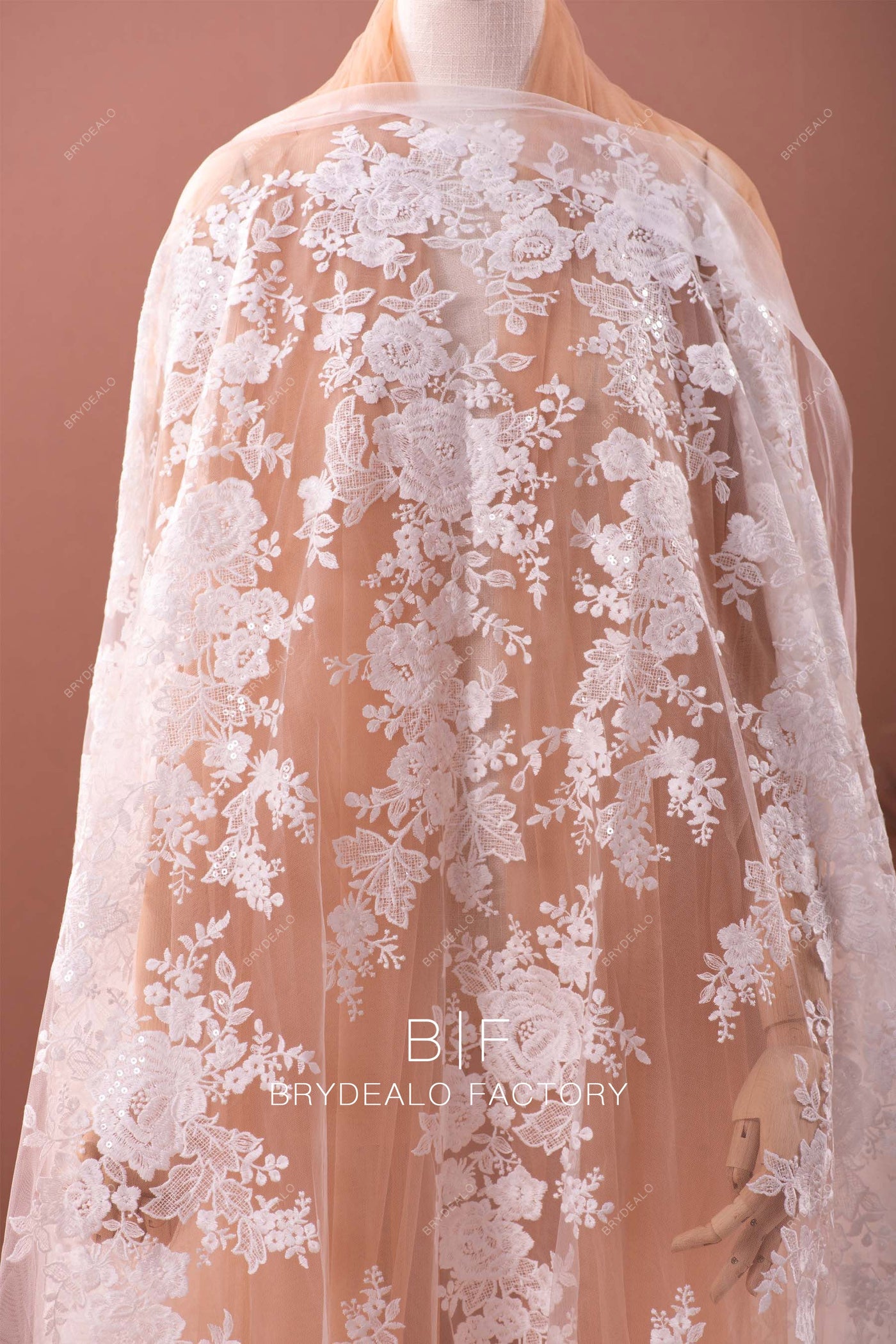 Designer Shimmery Sequin Romantic Flower Lace Fabric Online