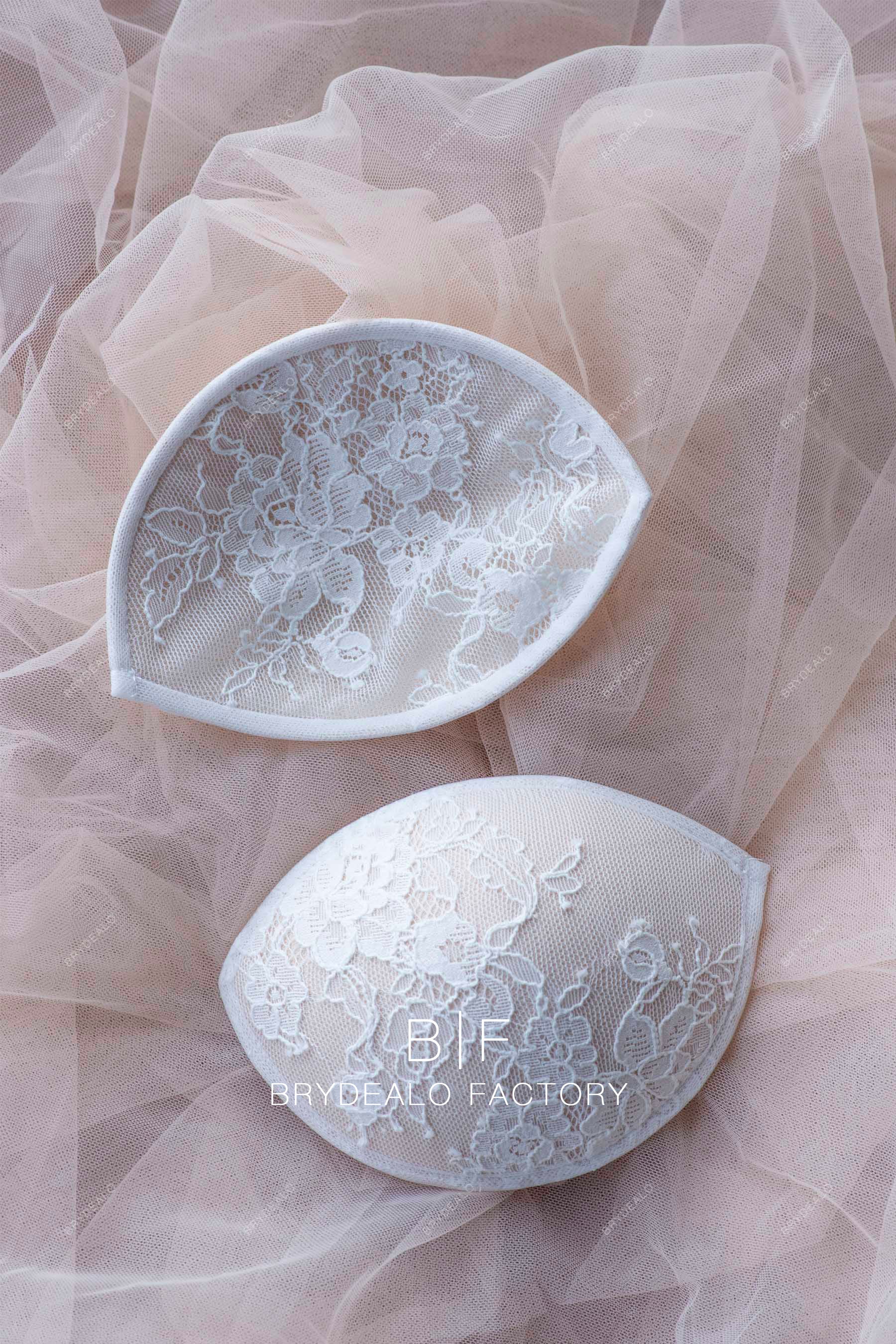 Designer Lace-Wrapped Soft Cups in Nude & White for Sale