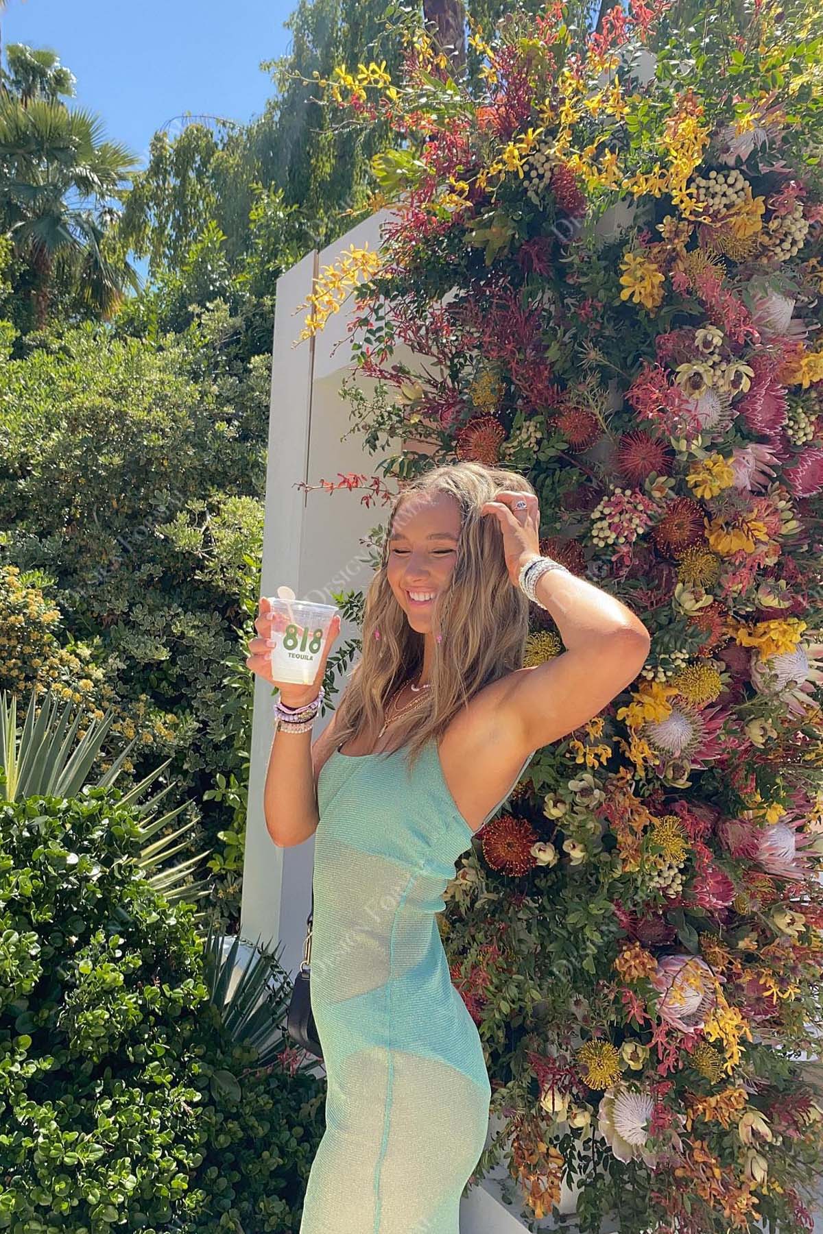 Mint Sheer Glitter Spaghetti Straps Cocktail Dress