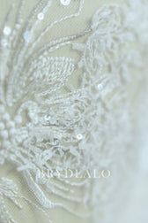 Shimmery Sequined 3D Flower Bridal Lace Fabric By the Yard