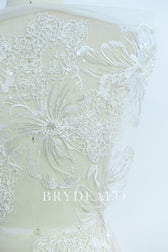Shimmery Sequined 3D Flower Bridal Lace Fabric By the Yard