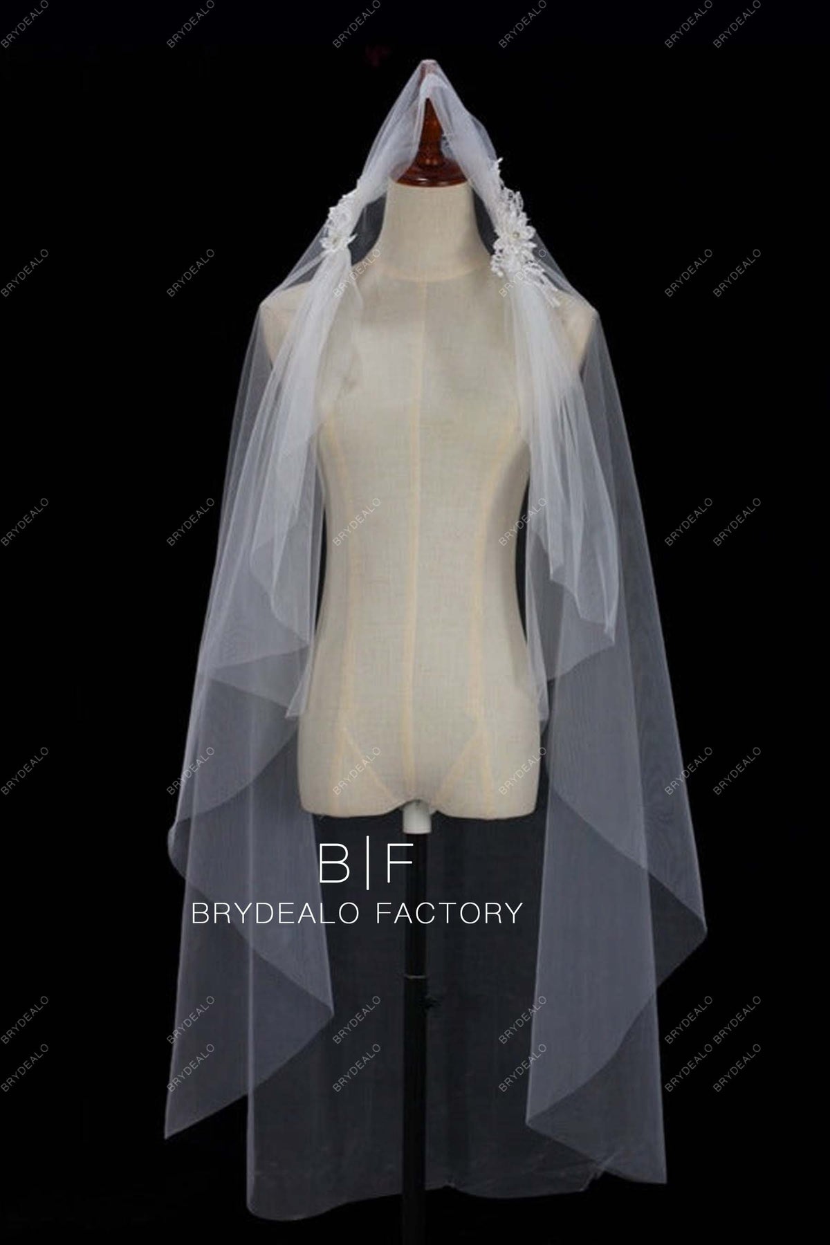 Classic Flowers Cap Veil Ballet Length Wedding Veil
