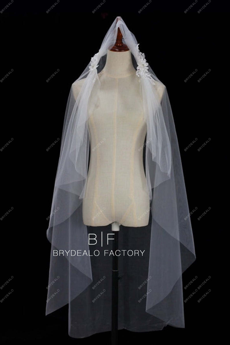 Classic Flowers Cap Veil Ballet Length Wedding Veil
