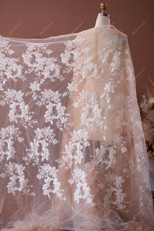 Designer Embroidery Chiffon Bridal Lace Fabric Online