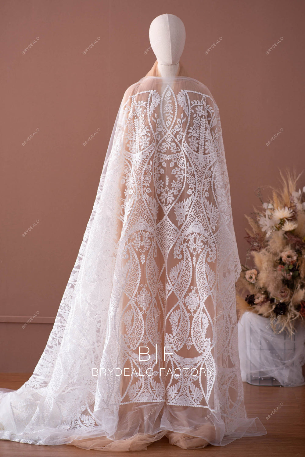 Designer Geometric Totem Embroidery Lace Fabric Online